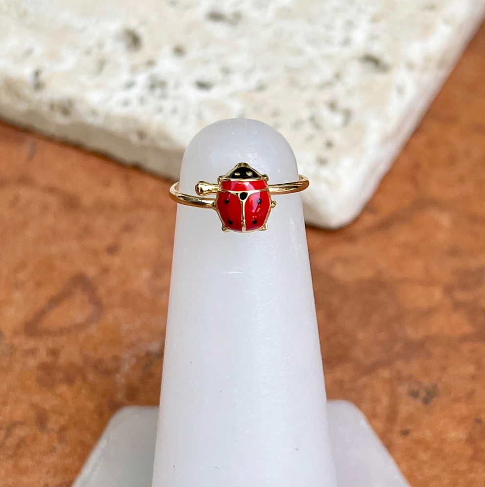 14KT Yellow Gold Red Ladybug Adjustable Youth Ring – LSJ