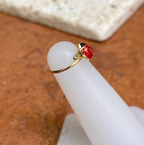 14KT Yellow Gold Red Ladybug Adjustable Youth Ring – LSJ