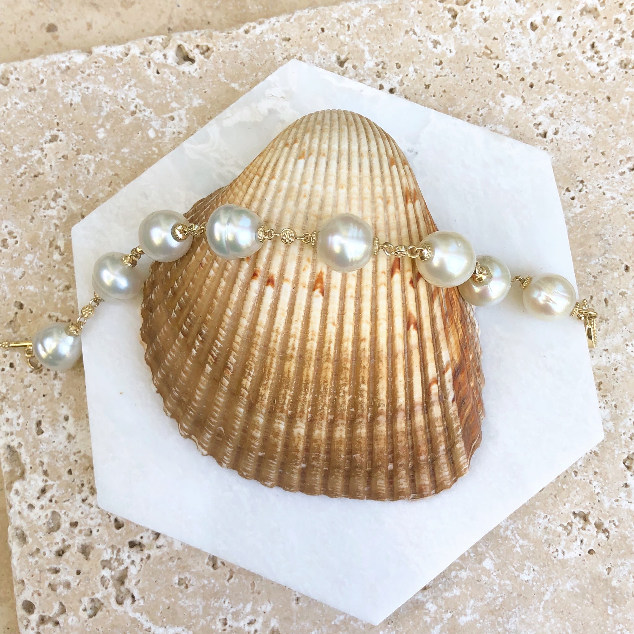 14KT Yellow Gold + Paspaley South Sea Pearl Spacers Bracelet 8" – LSJ