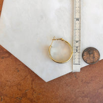 14KT Yellow Gold 10mm Wide Tube Round Omega Hoop Earrings 26mm – LSJ