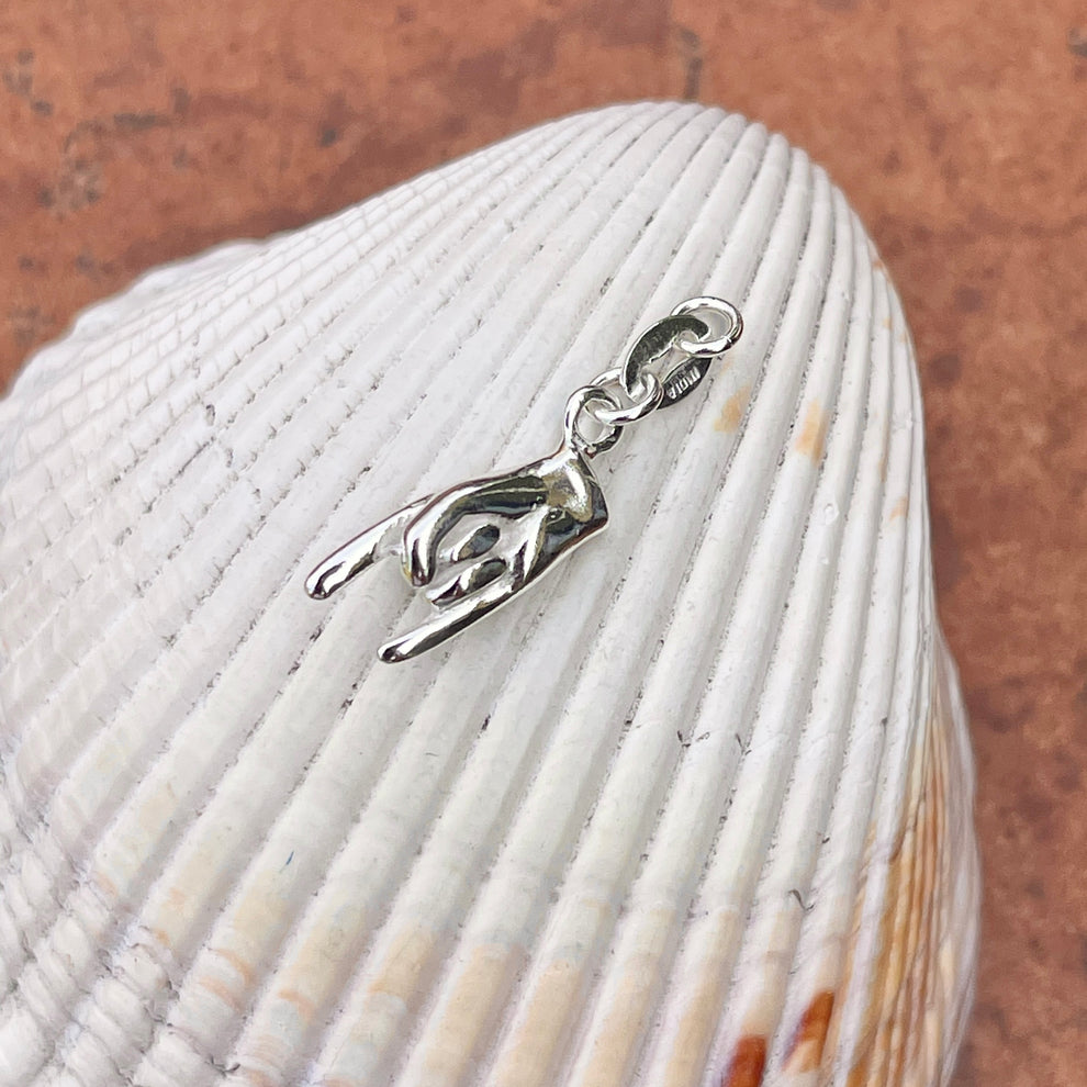 Sterling Silver 3D Italian Mano Cornuto Pendant Charm – LSJ