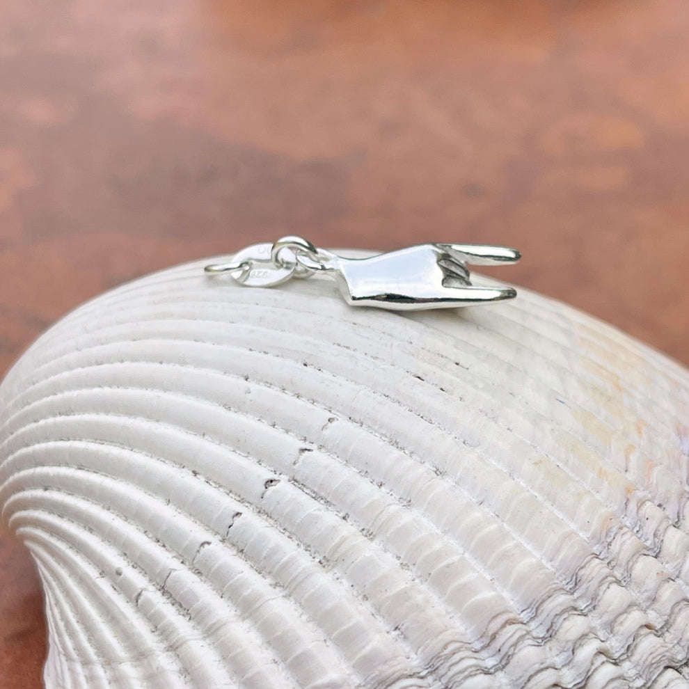 Sterling Silver 3D Italian Mano Cornuto Pendant Charm – LSJ