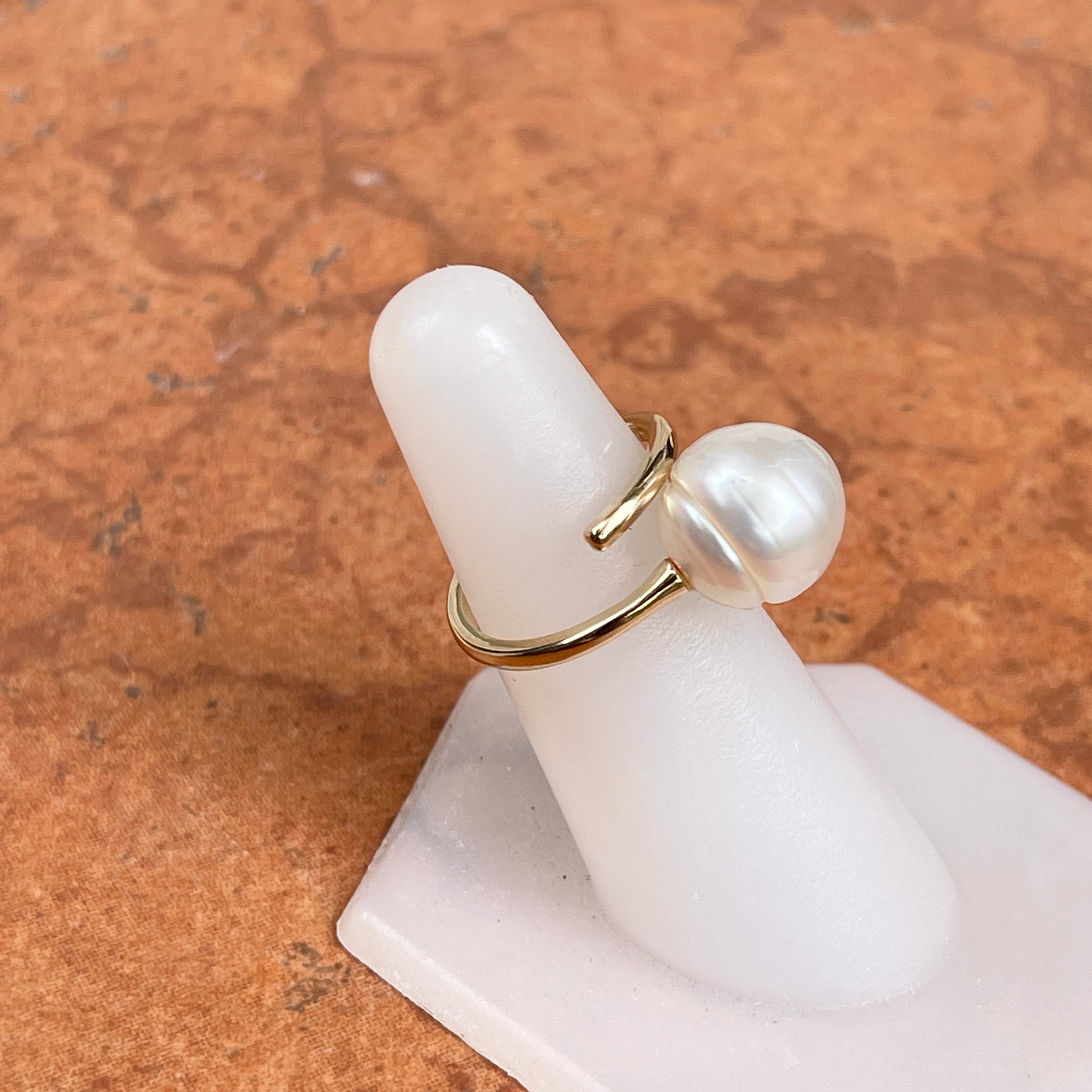 14KT Yellow Gold 12mm Paspaley South Sea Pearl Bypass Ring – LSJ