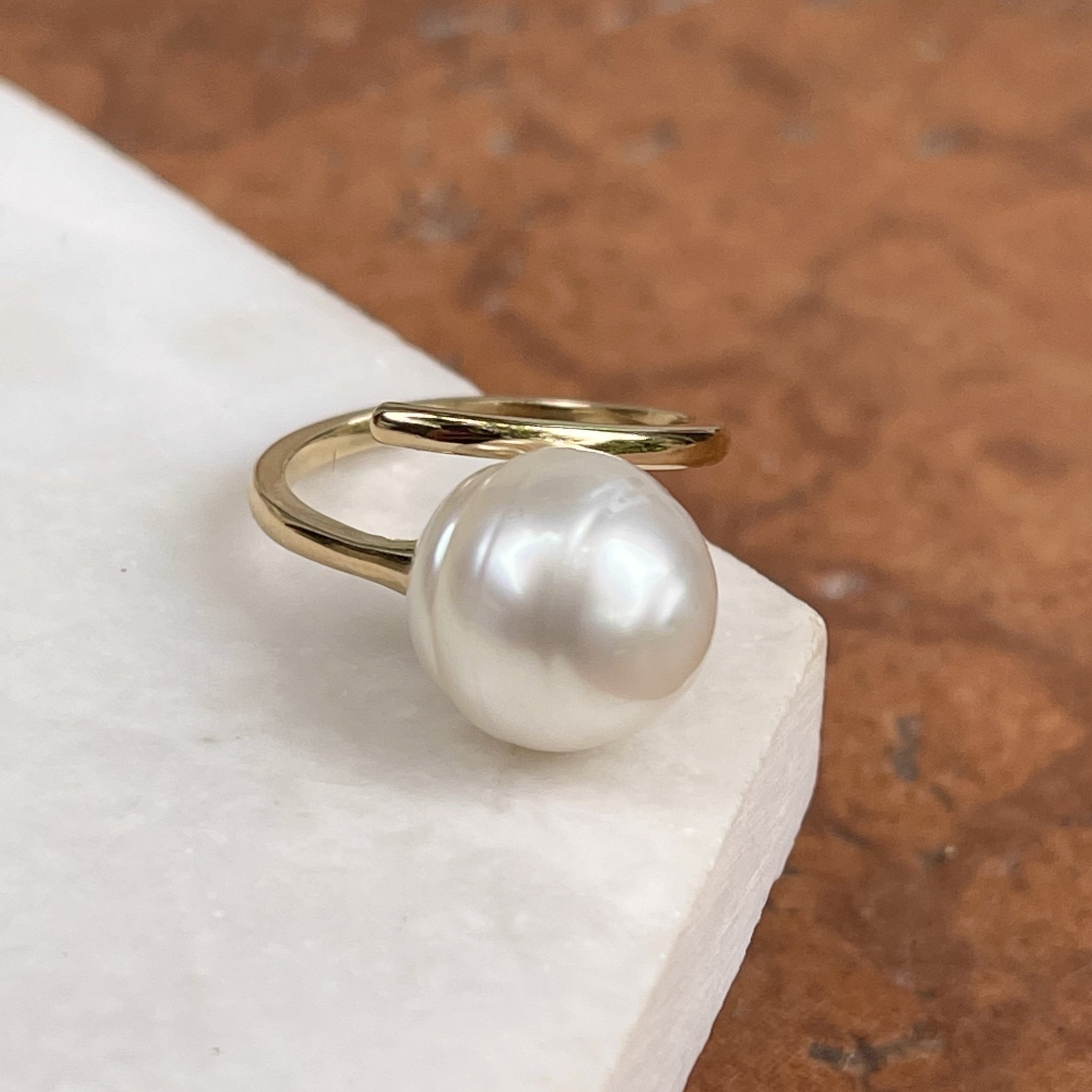 14KT Yellow Gold 12mm Paspaley South Sea Pearl Bypass Ring – LSJ
