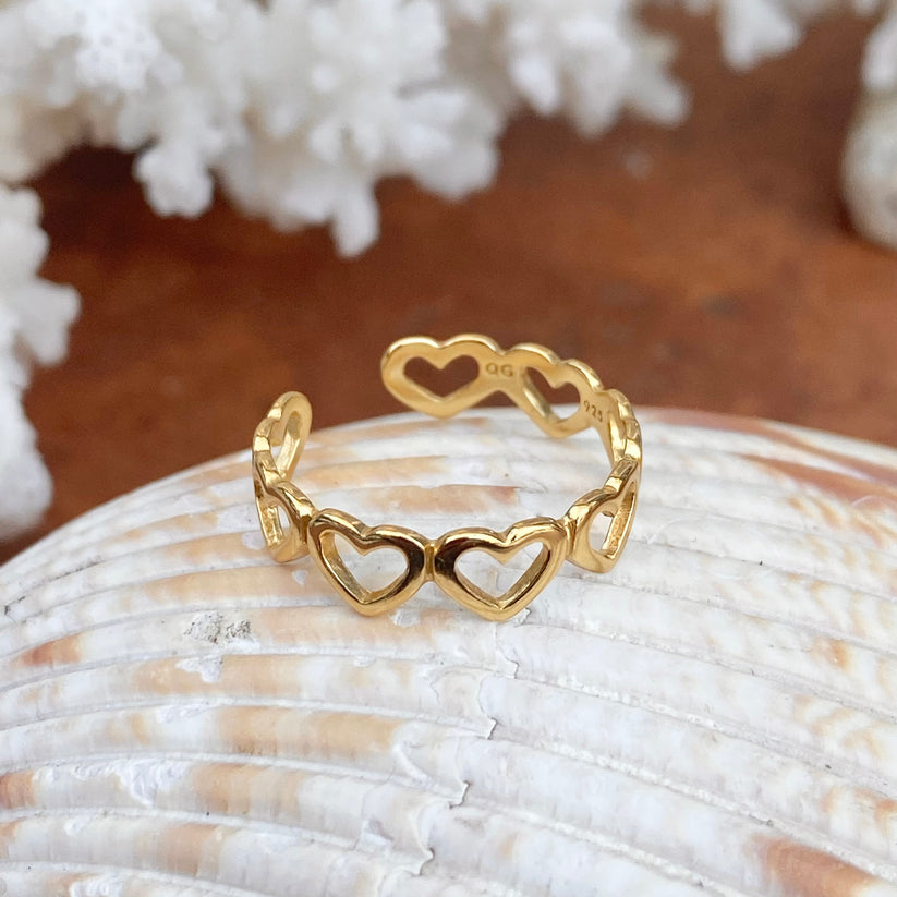Gold Plated Sterling Silver Open Hearts Toe Ring – LSJ