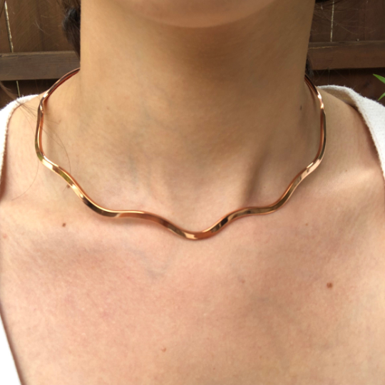 Copper Wave Stiff Collar Open Neck Wire Necklace – LSJ